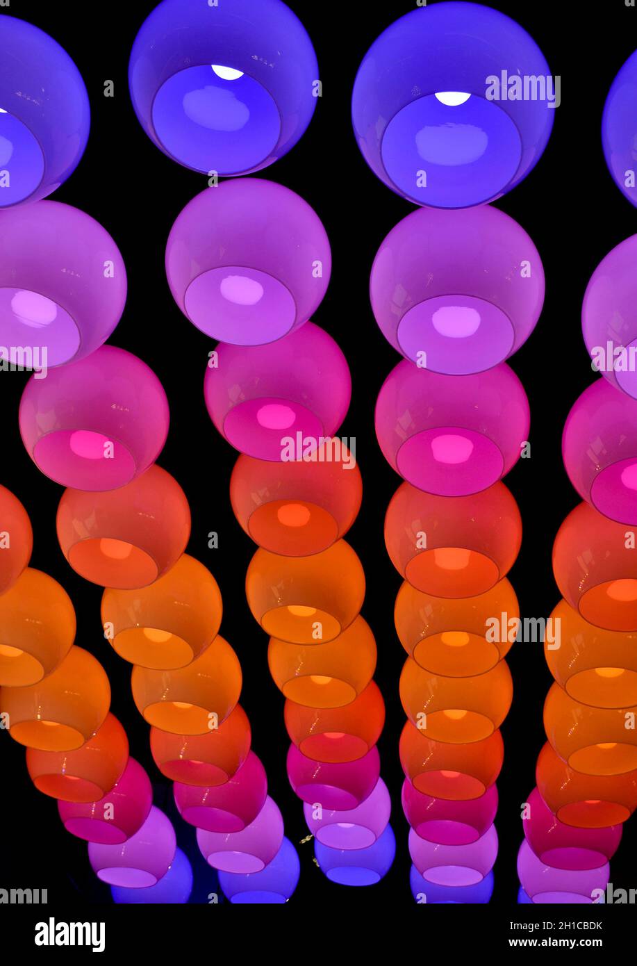 A multicoloured light display at IKEA (Sheffield, England Stock Photo ...