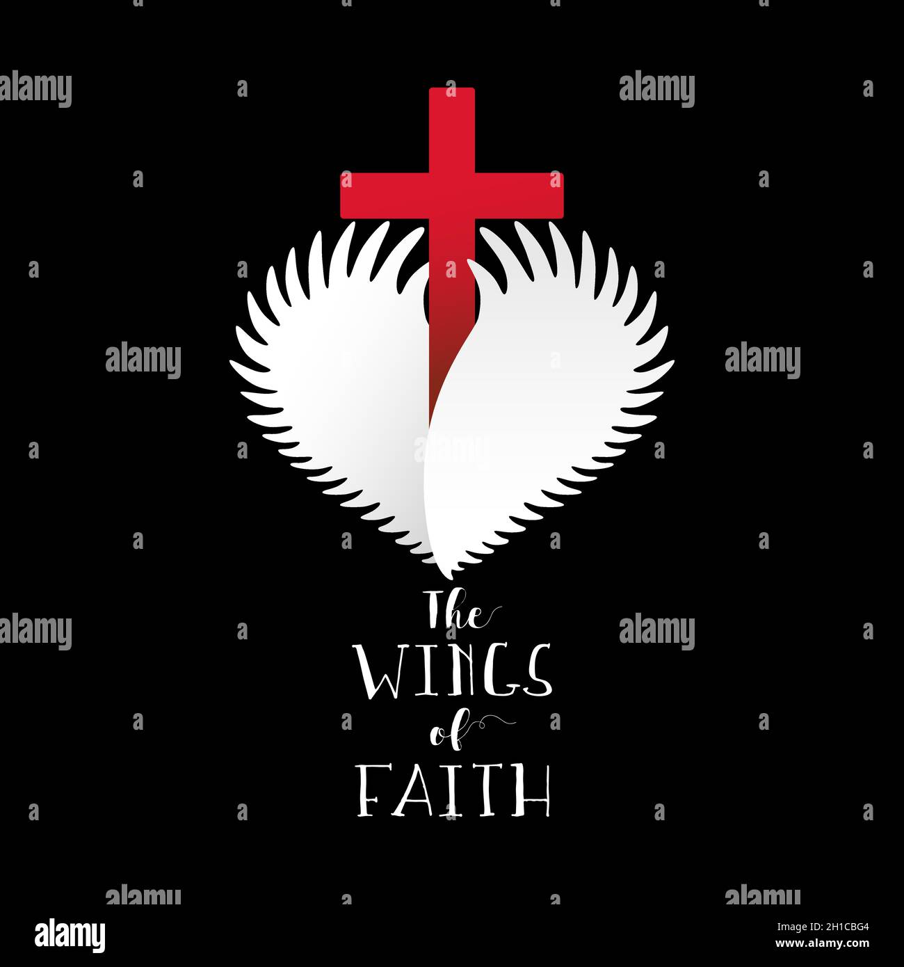 Christian logo consept. The wings of faith. Paper heart as wings and ...