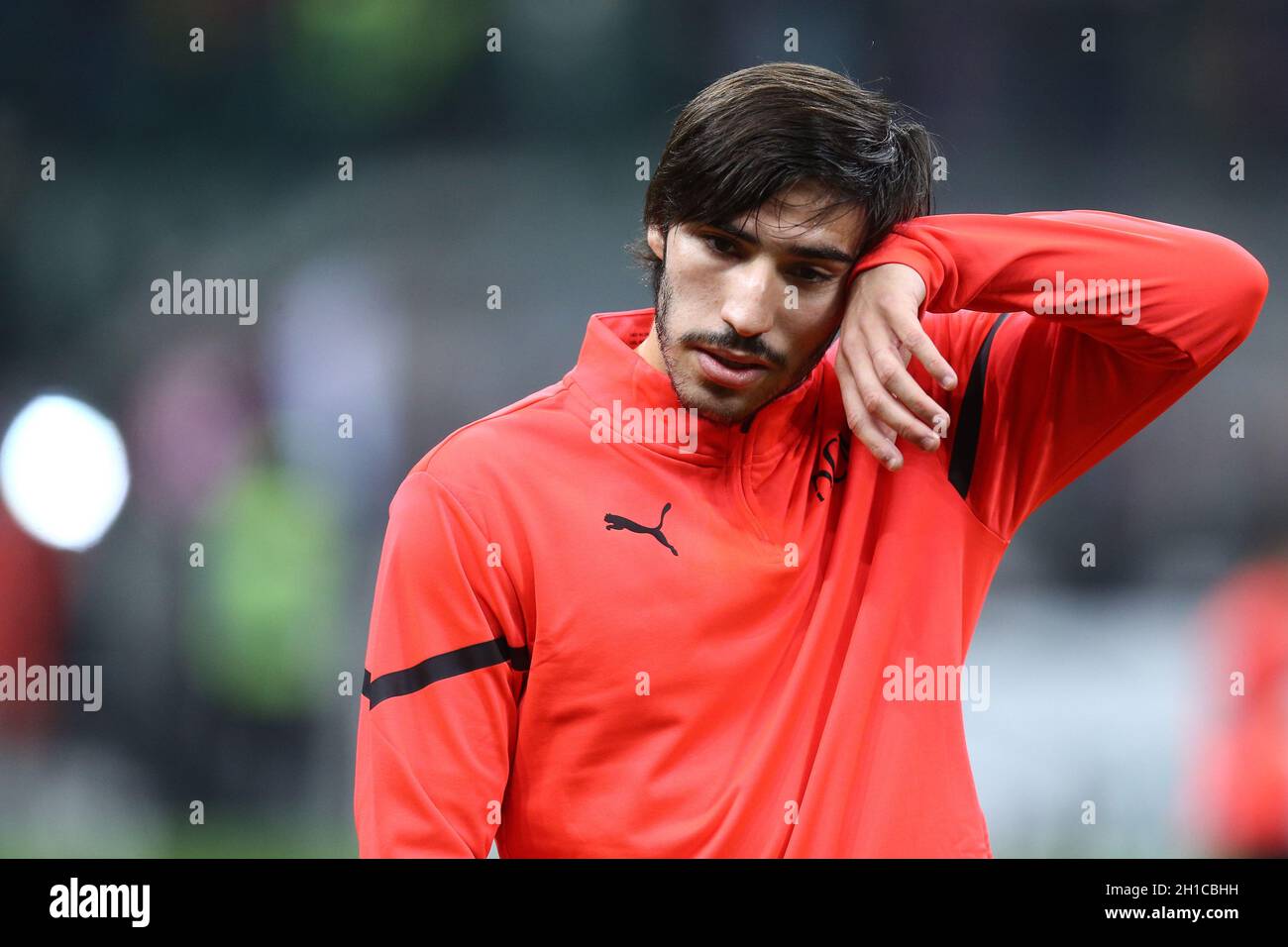 Sandro Tonali of Ac Milan during warm up before the Serie A match ...