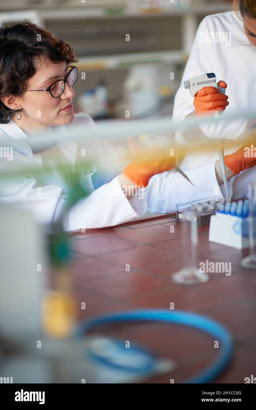 Female lab worker working with lab equipment in lab Stock Photo - Alamy