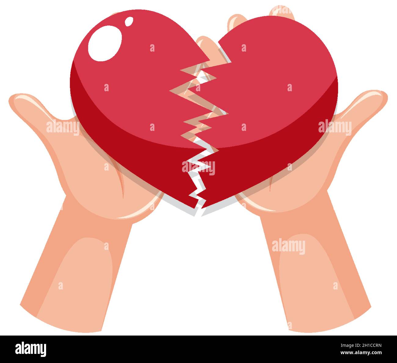 Hands holding broken heart illustration Stock Vector Image & Art - Alamy