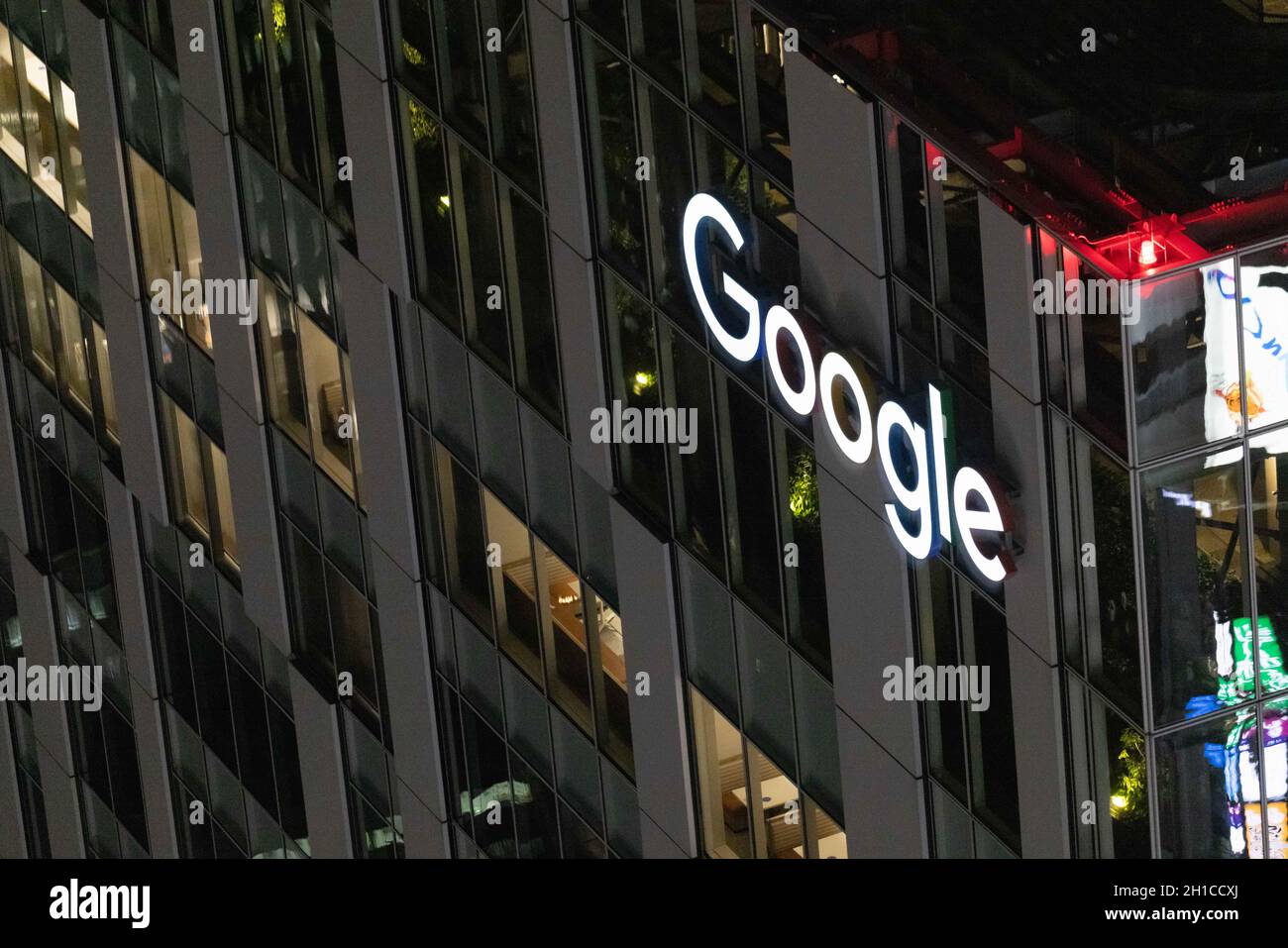 Google Japan Head Office in Shibuya Stream Building at night. (Photo by ...