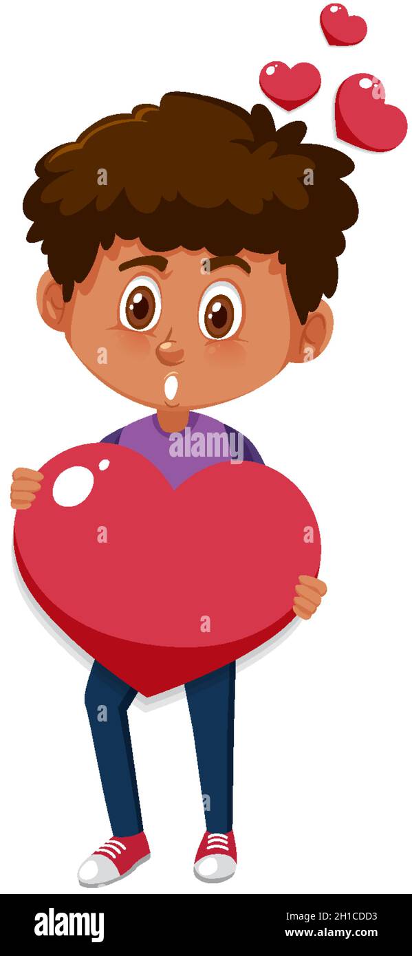 Kid holding heart on white background illustration Stock Vector Image ...