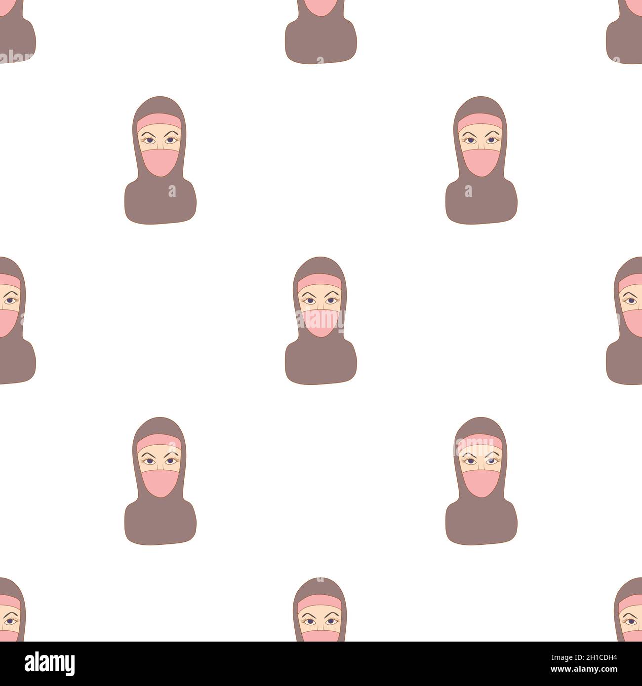 Woman dressed with black headscarf pattern seamless background texture ...