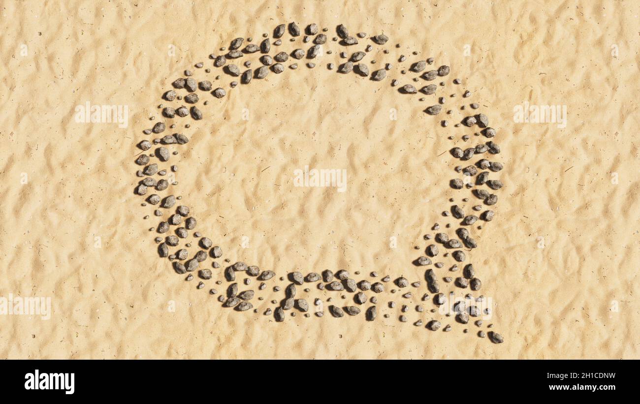 Concept conceptual stones on beach sand handmade symbol shape, golden ...