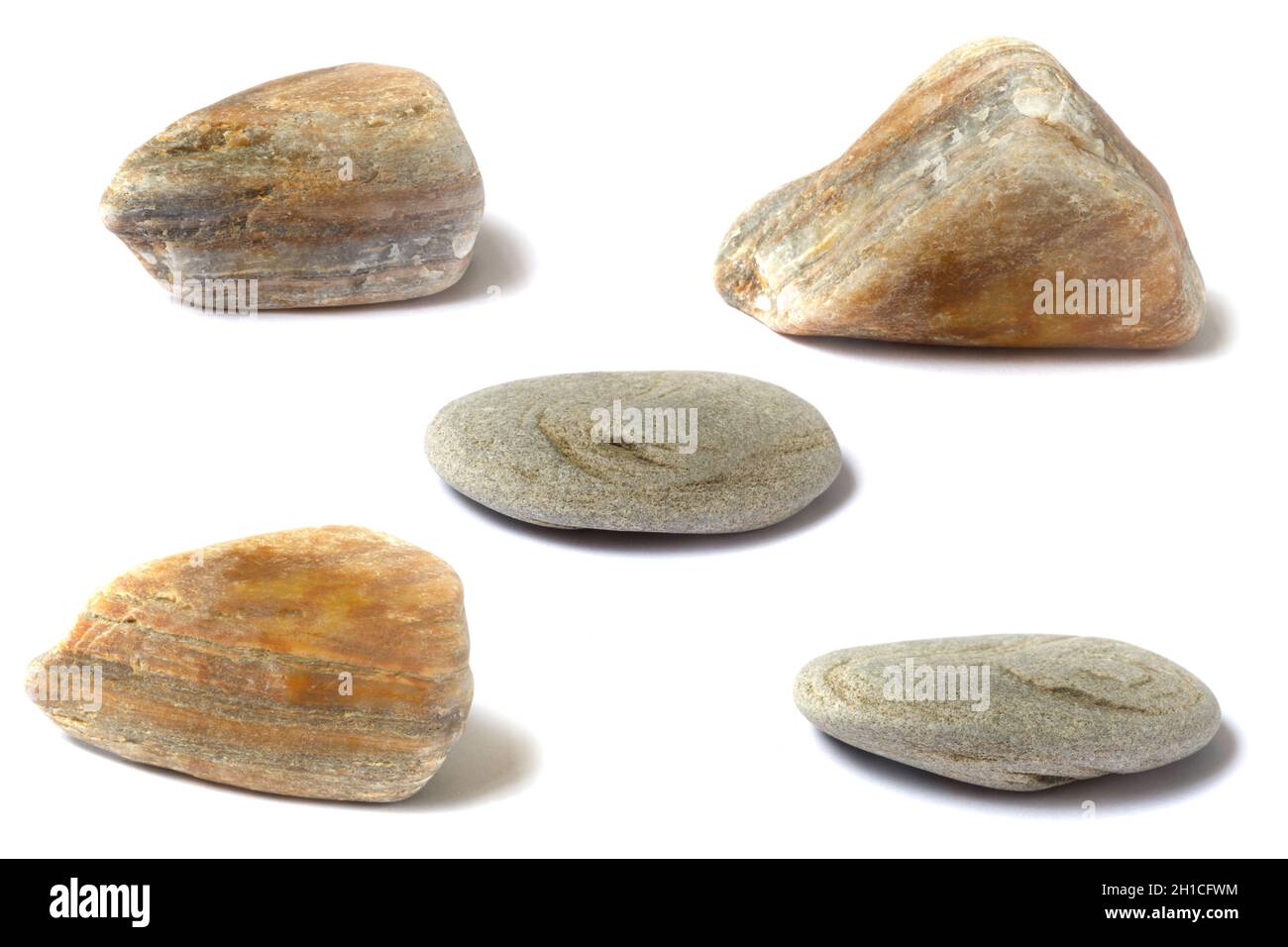 a set of stones with a shadow isolated on a white background Stock ...