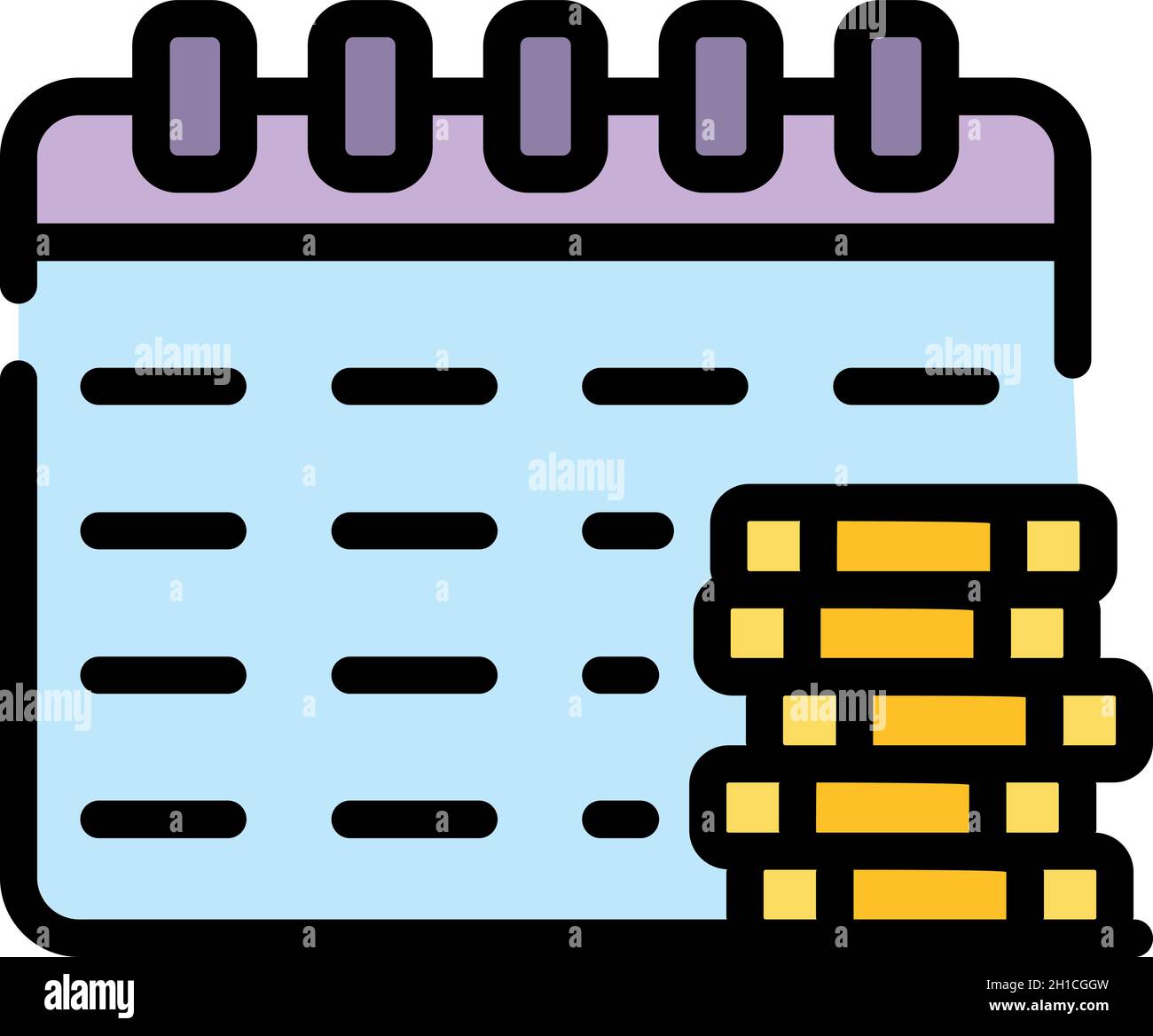 Calendar and money icon. Outline calendar and money vector icon color ...