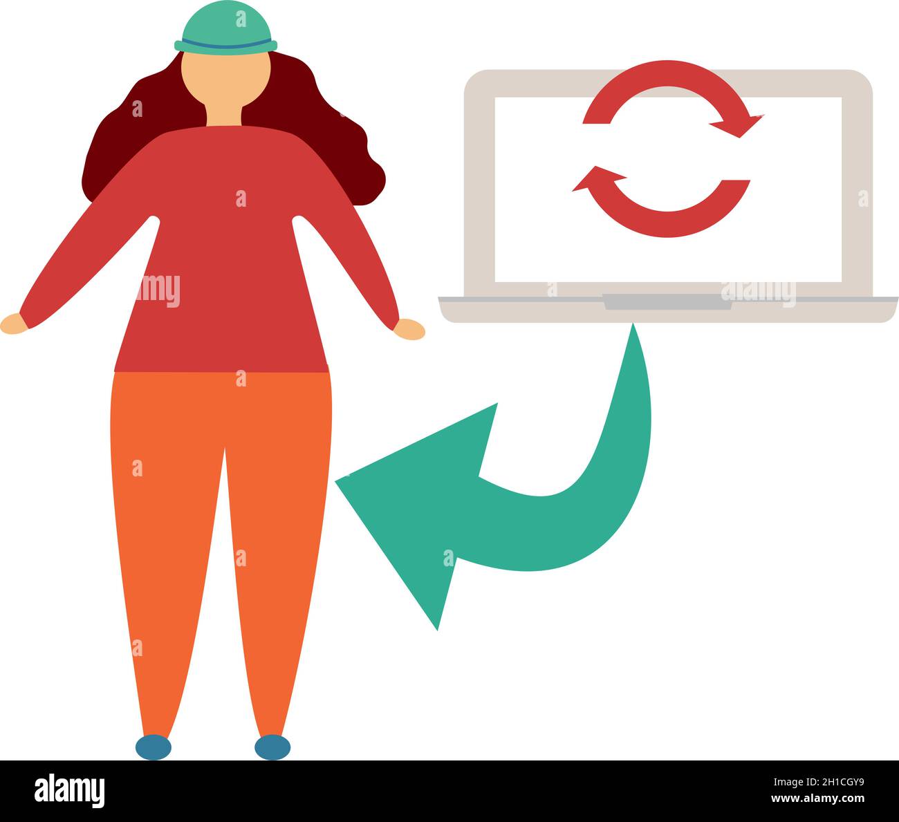 Workflow vector. Business process management icon. Woman and web ...