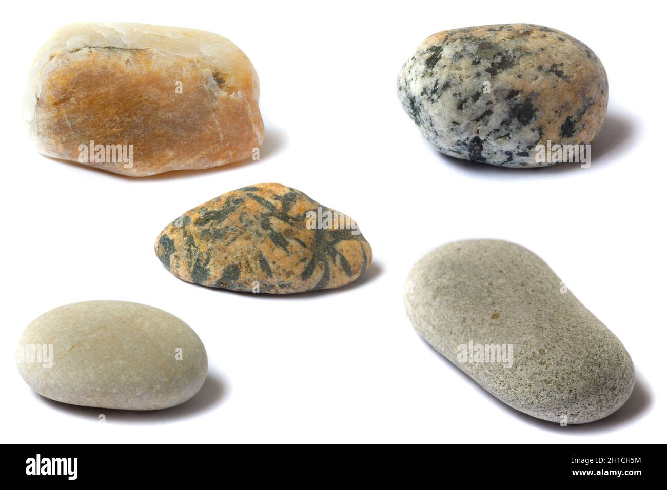 a set of stones with a shadow isolated on a white background Stock ...