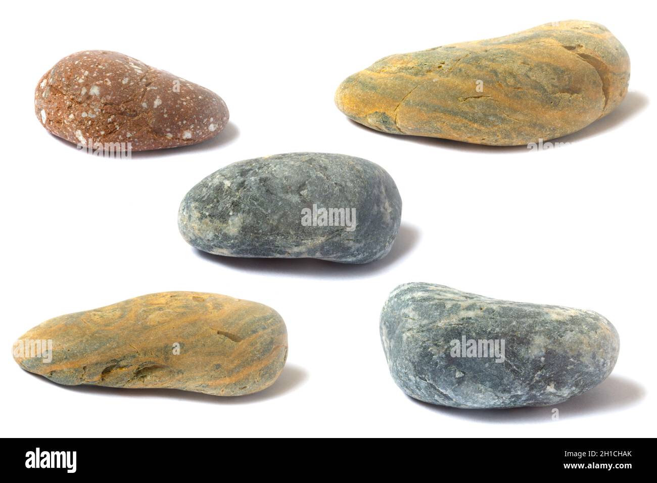 a set of stones with a shadow isolated on a white background Stock ...
