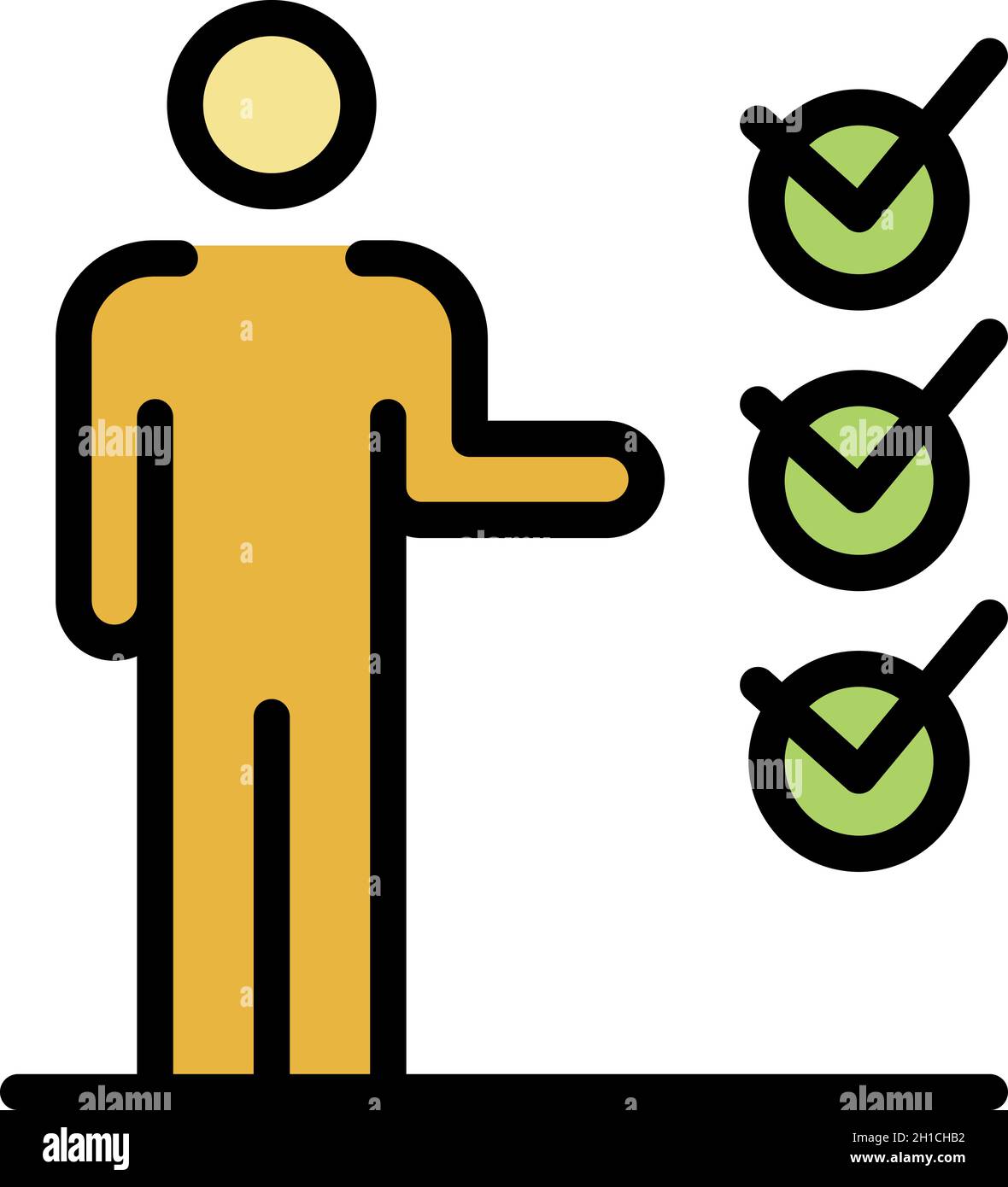 Man points to checkboxes icon. Outline man points to checkboxes vector ... Man points to checkboxes icon. Outline man points to checkboxes vector ...