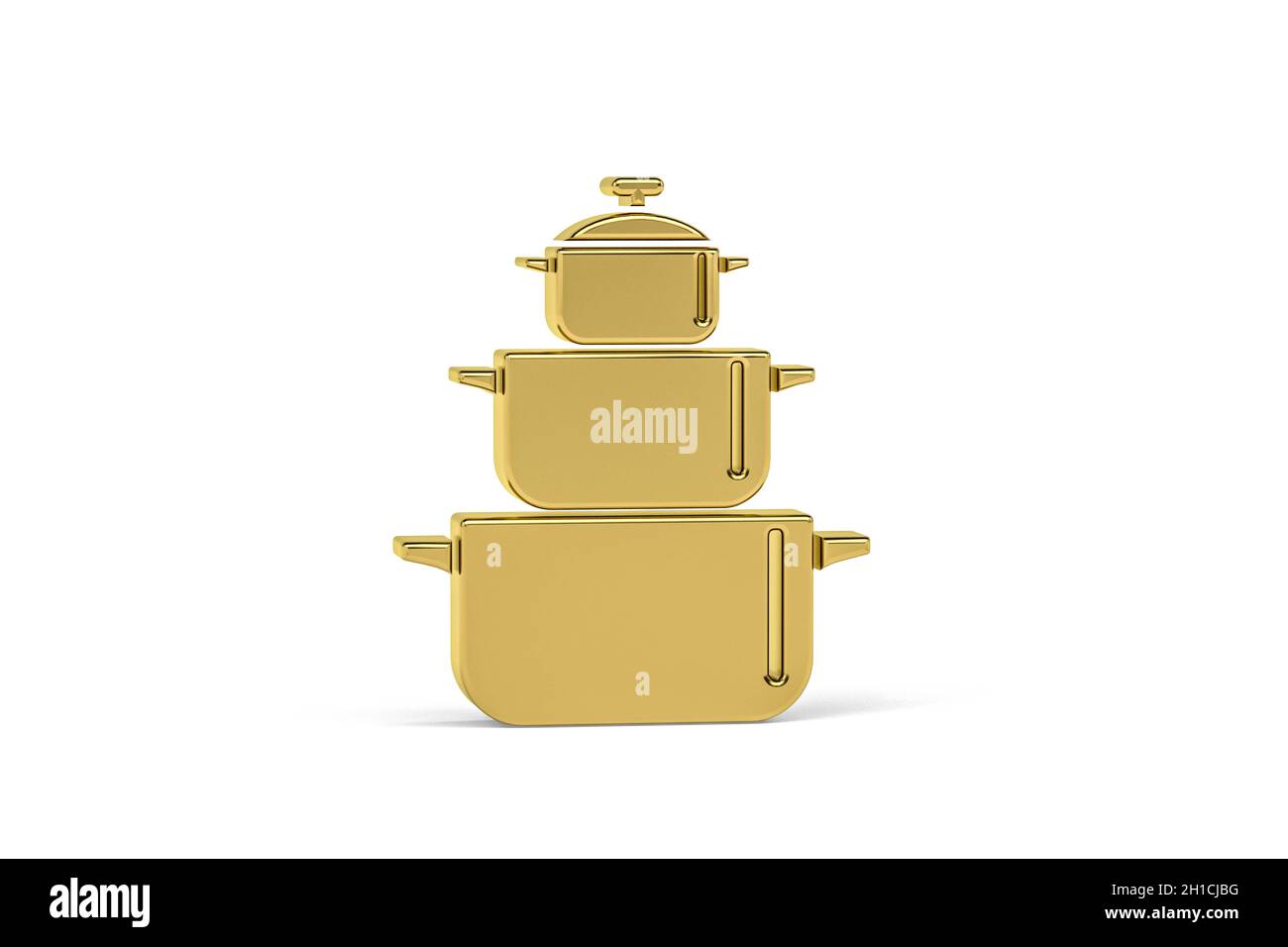 Golden 3d pan icon isolated on white background - 3d render Stock Photo ...