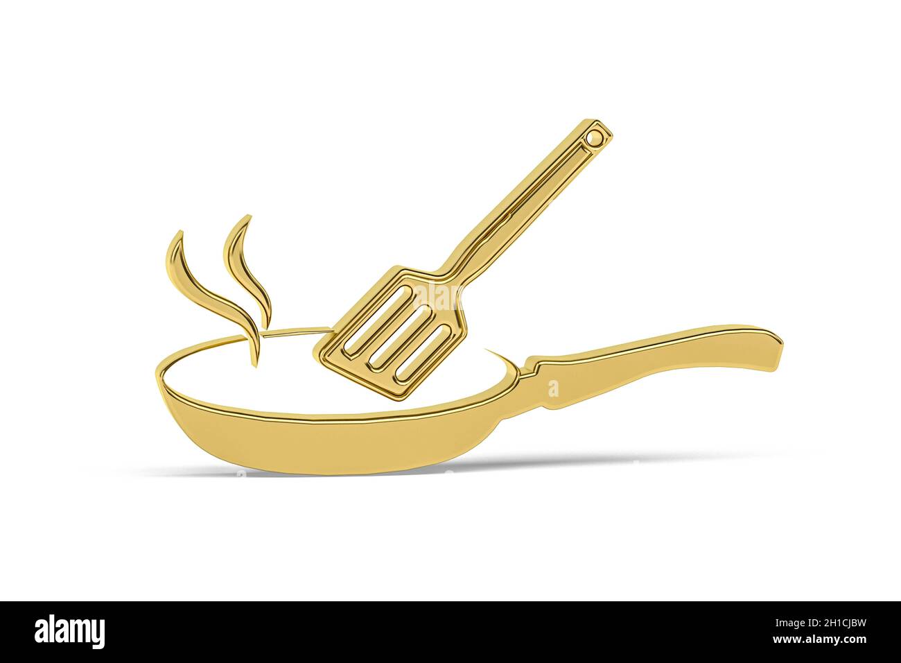 Golden 3d pan icon isolated on white background - 3d render Stock Photo ...