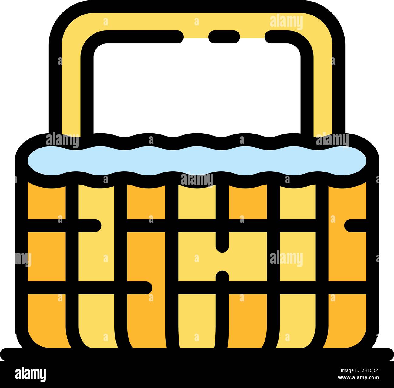Wicker basket icon. Outline wicker basket vector icon color flat ...