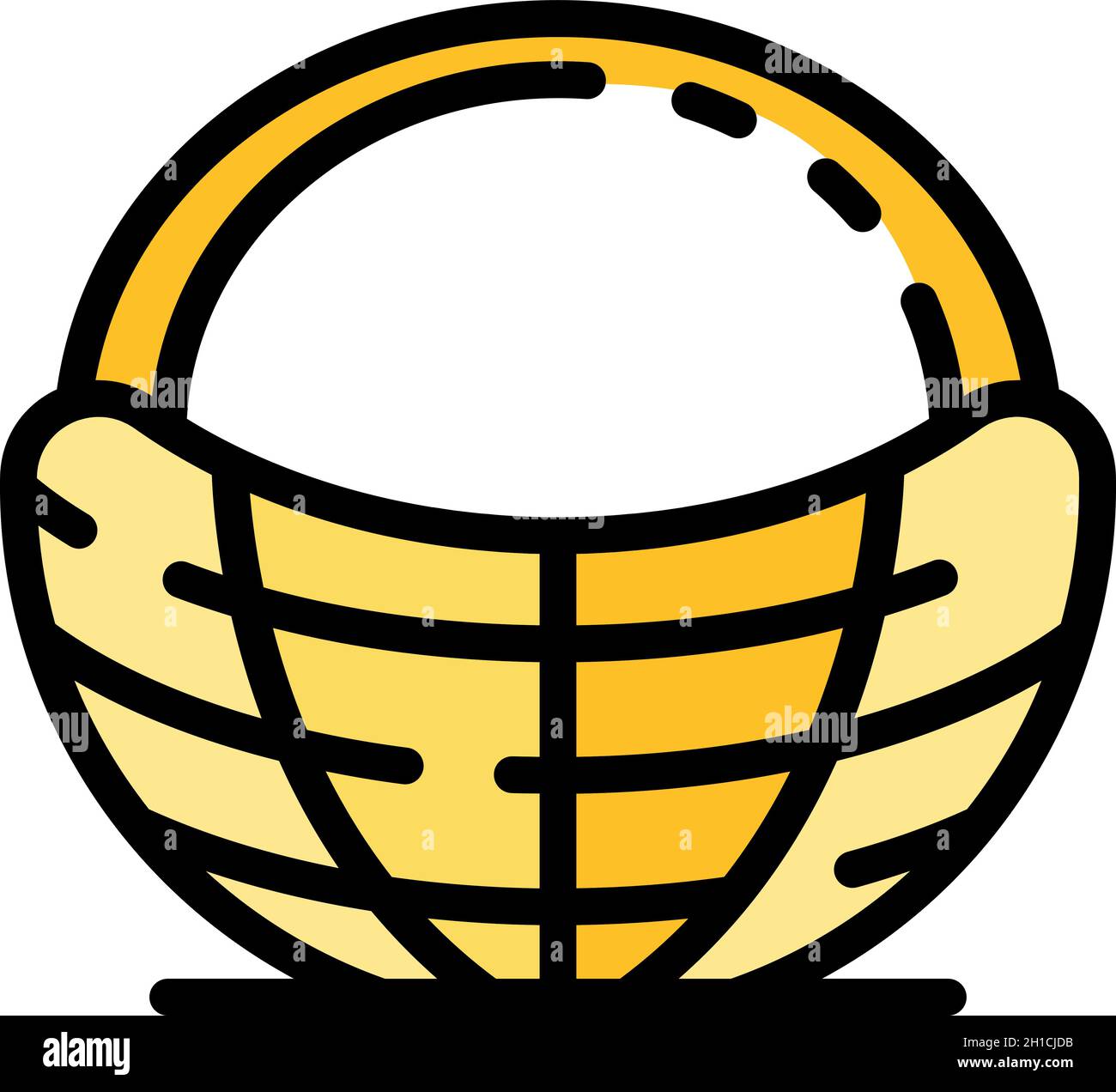 Picnic basket icon. Outline picnic basket vector icon color flat ...