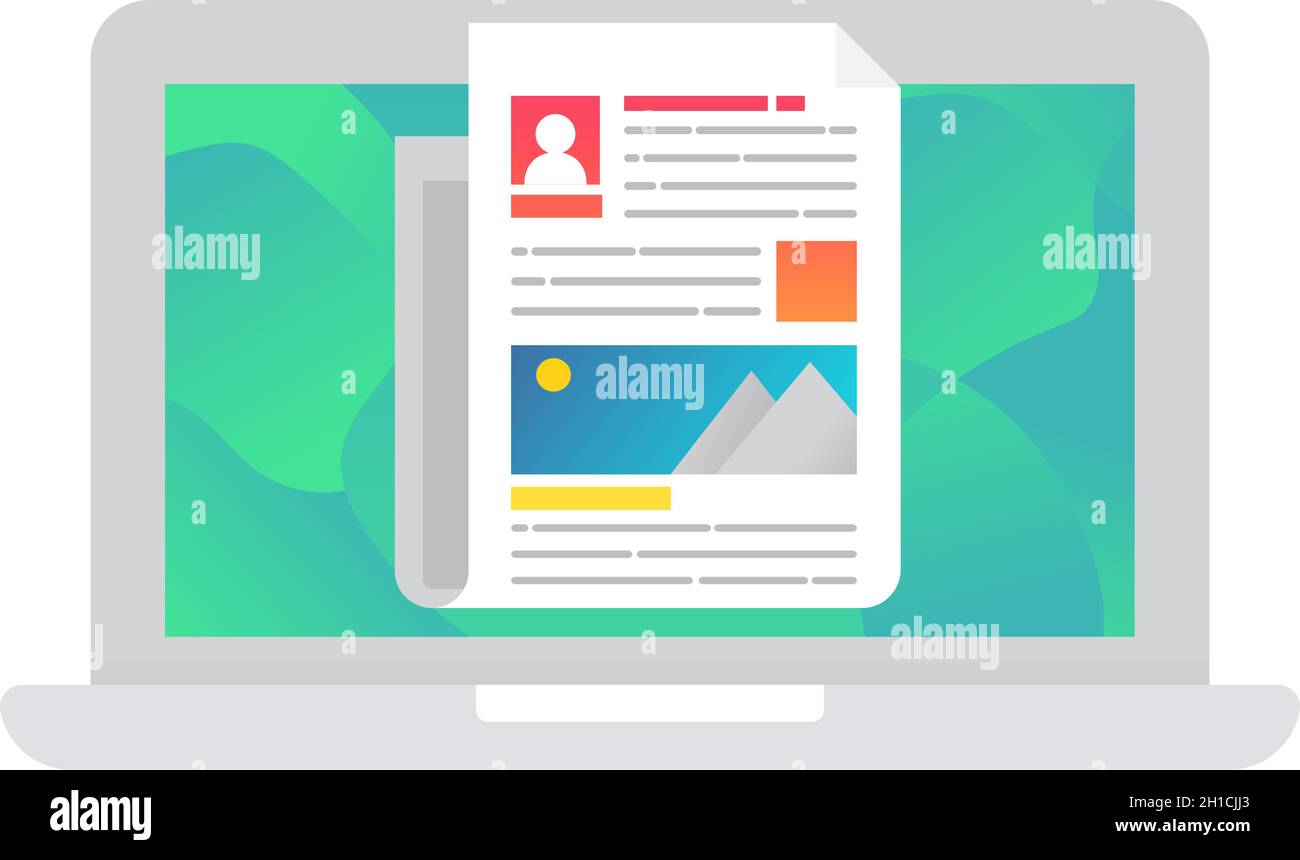 Resume portfolio icon on vector laptop screen Stock Vector Image & Art ...