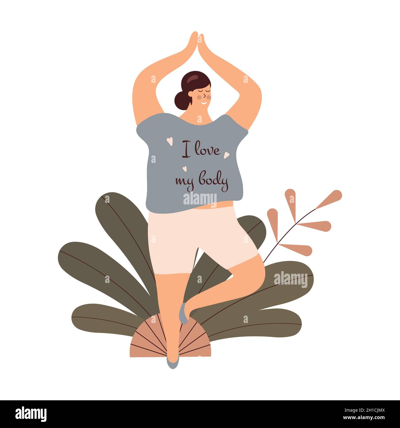 Body positivity cute young plump girl with more size-inclusive body do ...