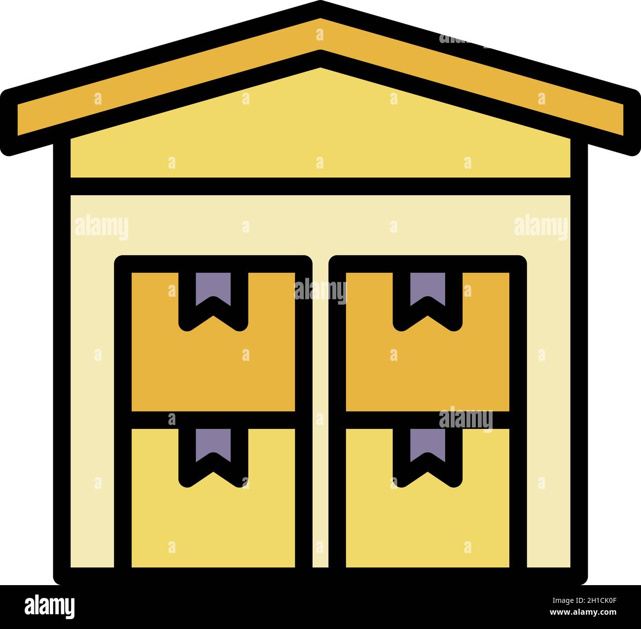 City warehouse icon. Outline city warehouse vector icon color flat ...