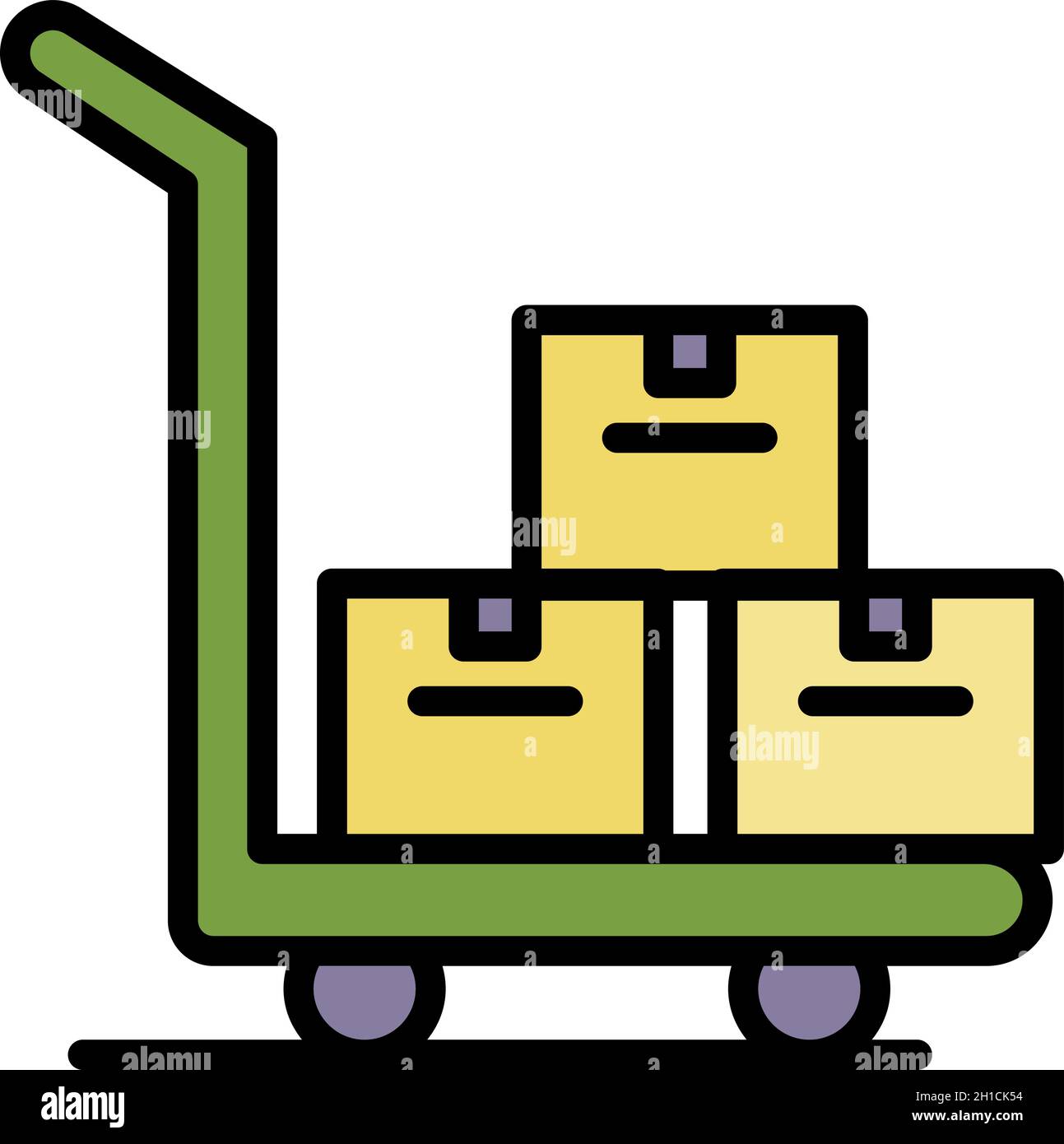 Parcel cart icon. Outline parcel cart vector icon color flat isolated ...
