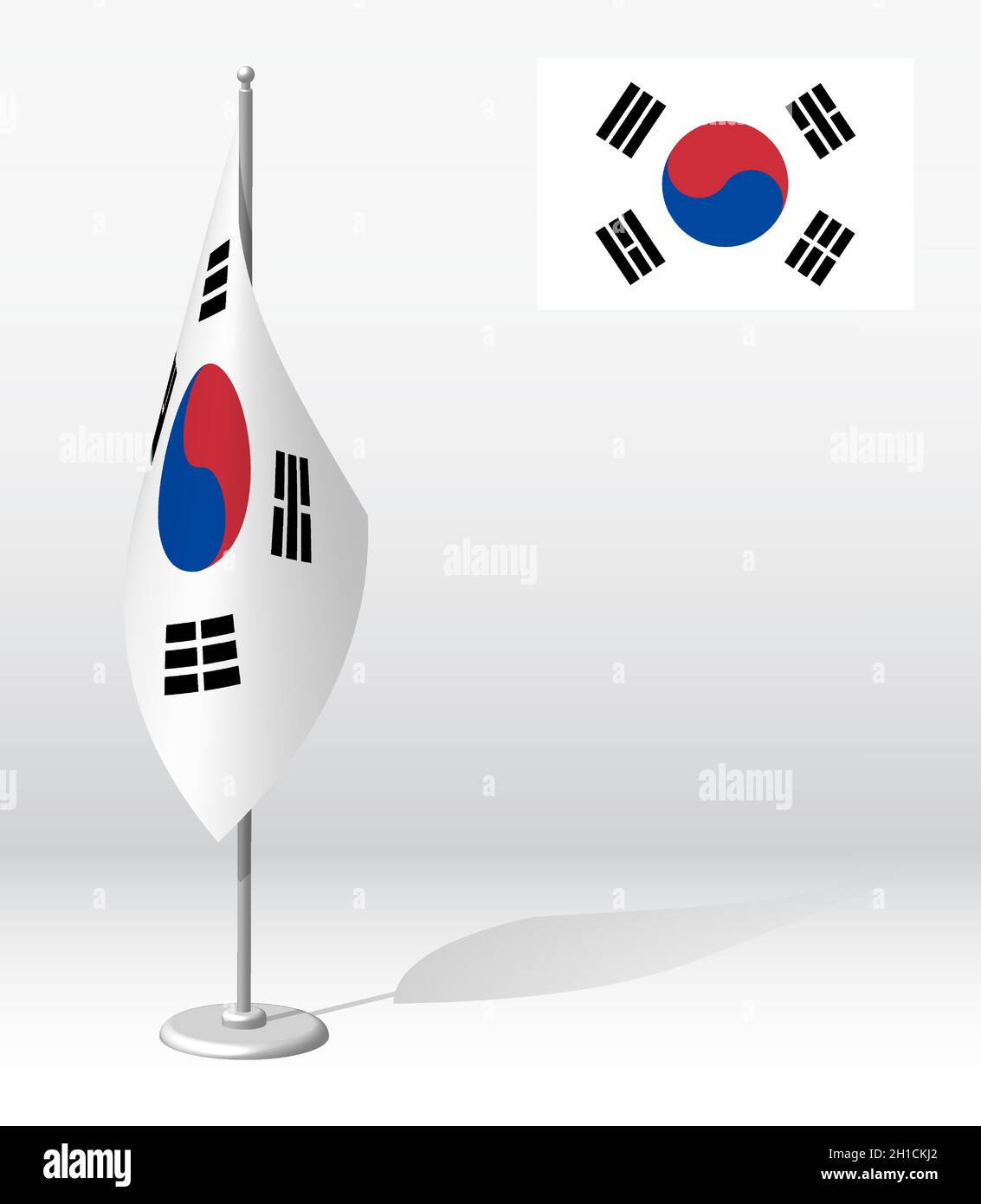 SOUTH KOREA flag on flagpole for registration of solemn event, meeting ...