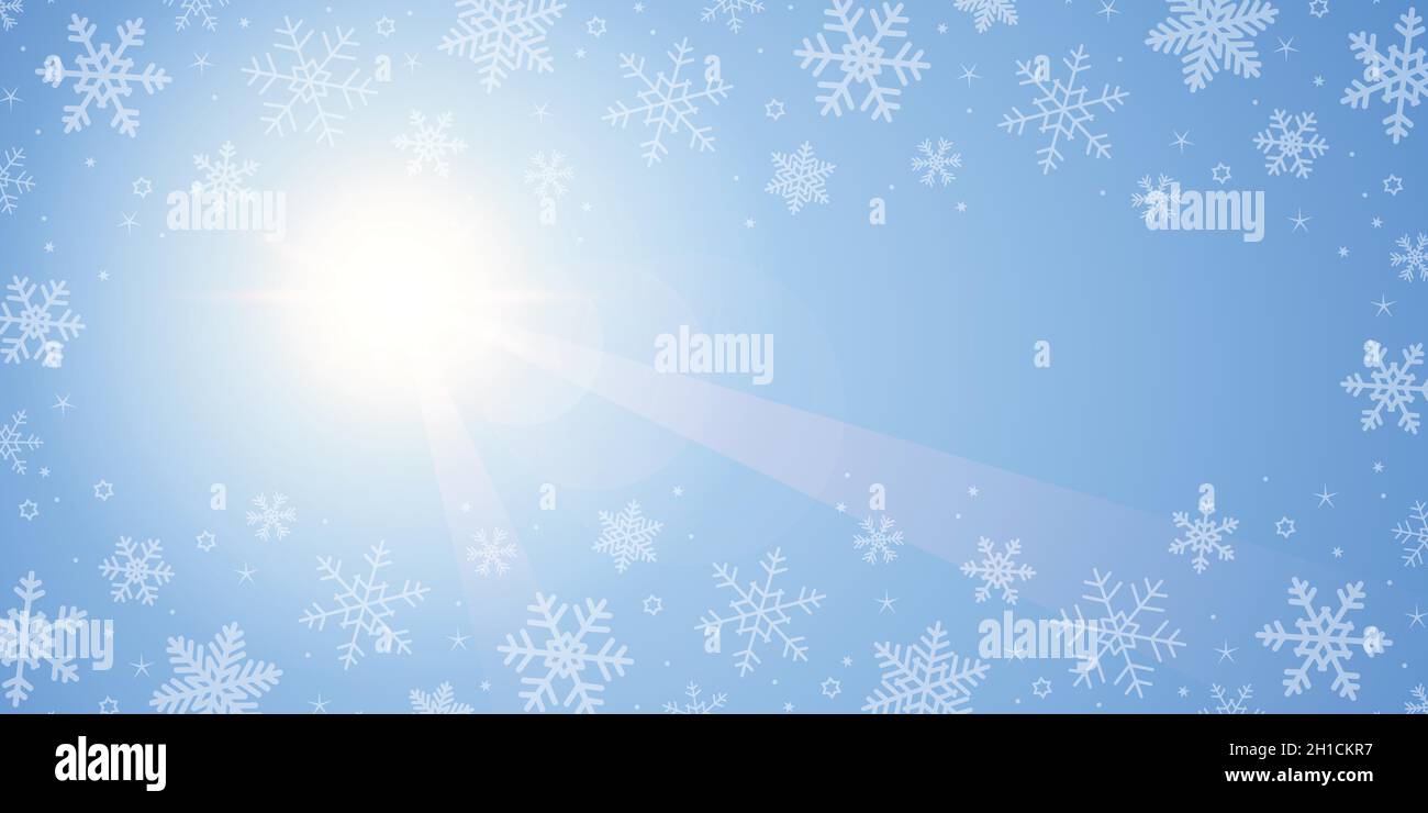 sunny winte sky background with snowflakes and copy space Stock Vector ...