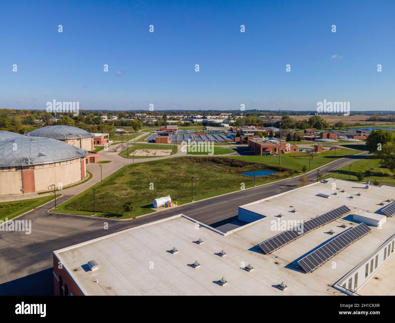 Aerial photograph of the wastewater treatment facility at the Madison ...