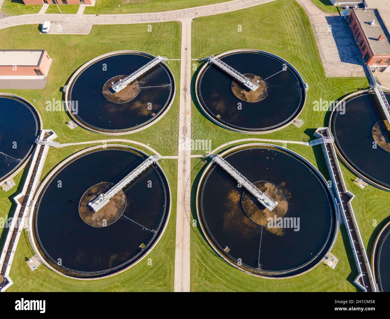 Aerial photograph of the wastewater treatment facility at the Madison ...