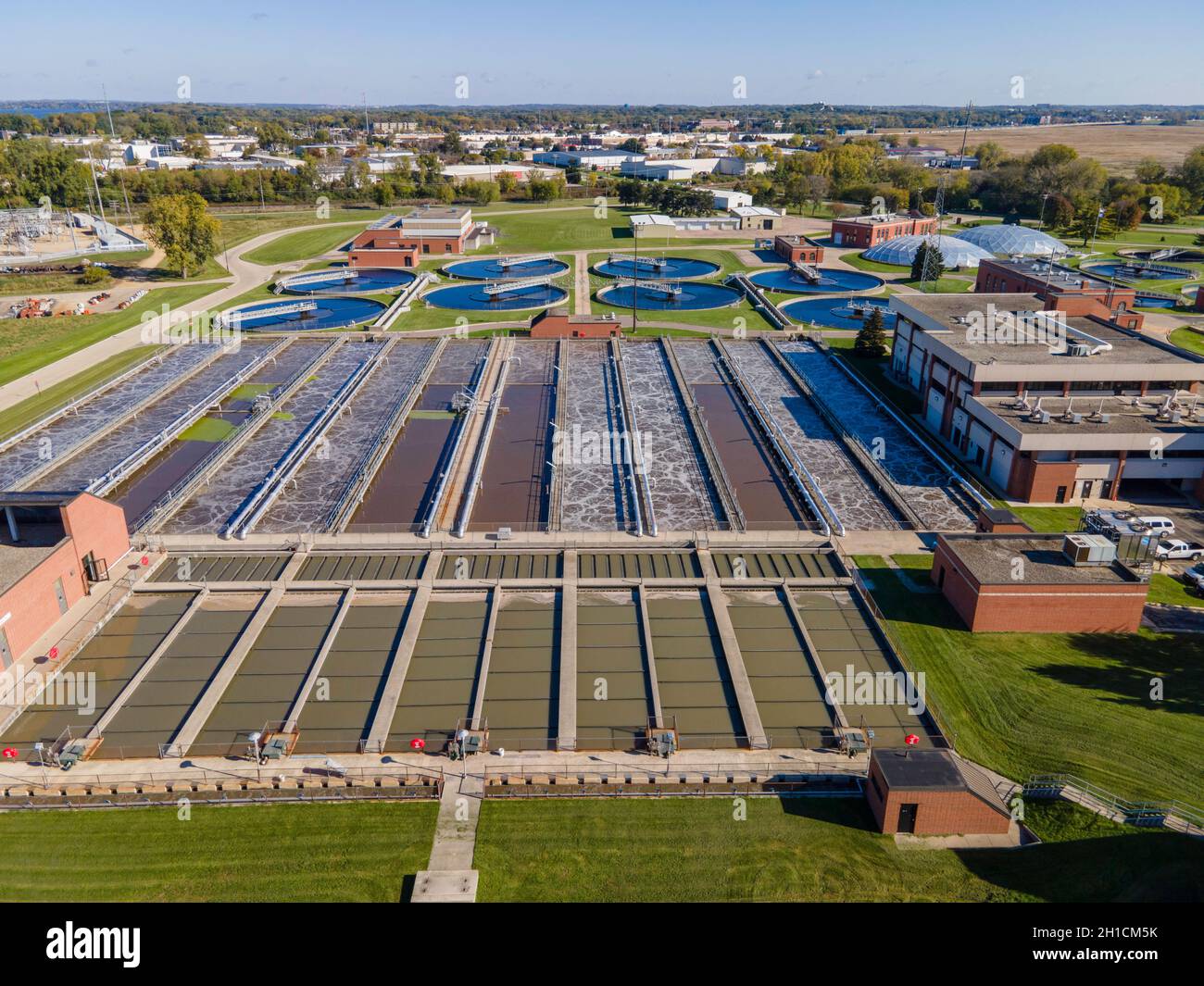 Aerial photograph of the wastewater treatment facility at the Madison ...