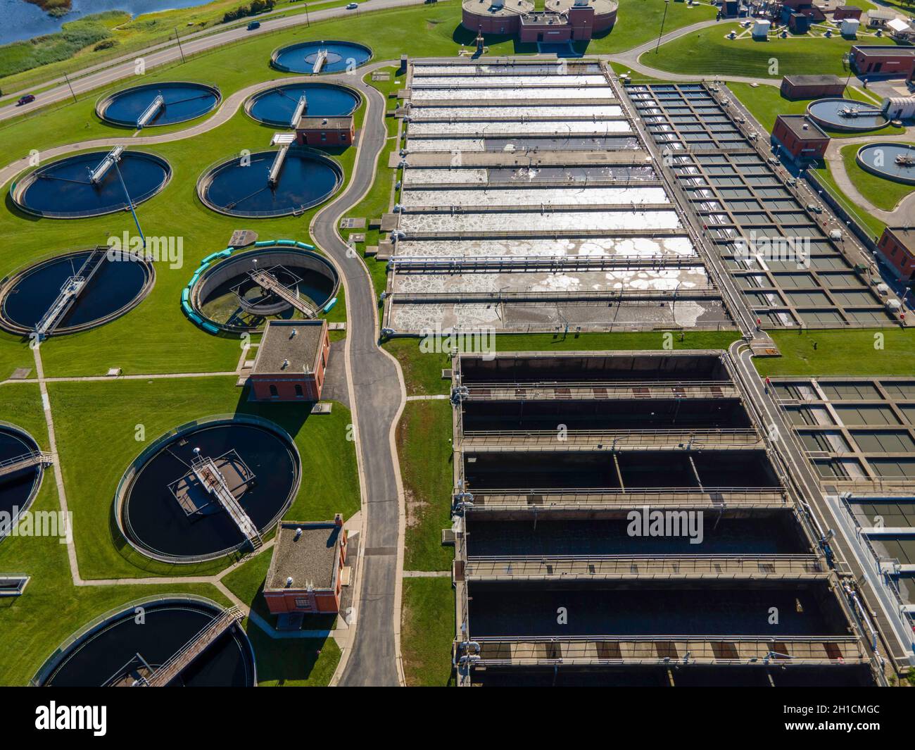 Aerial photograph of the wastewater treatment facility at the Madison ...