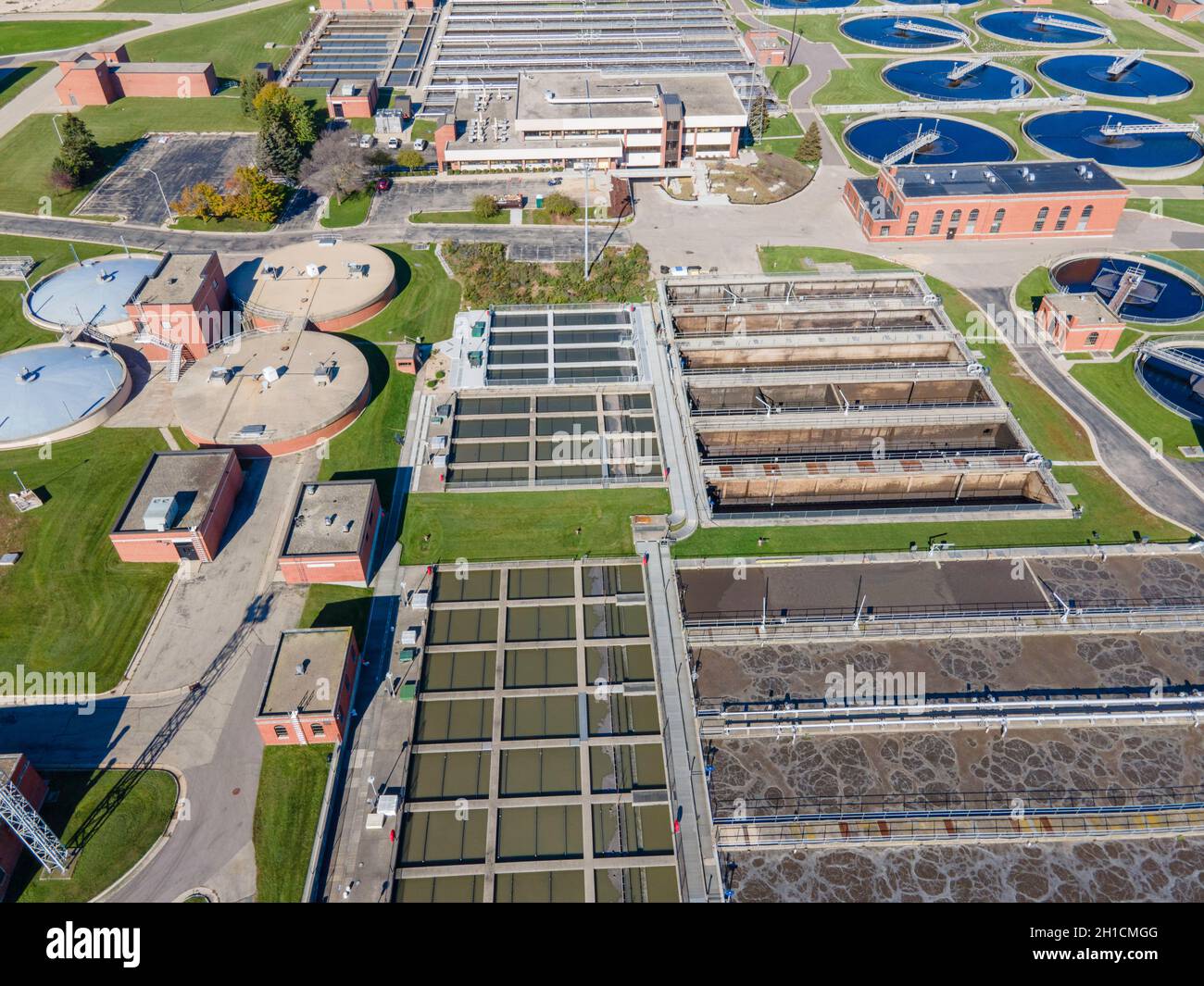 Aerial photograph of the wastewater treatment facility at the Madison ...