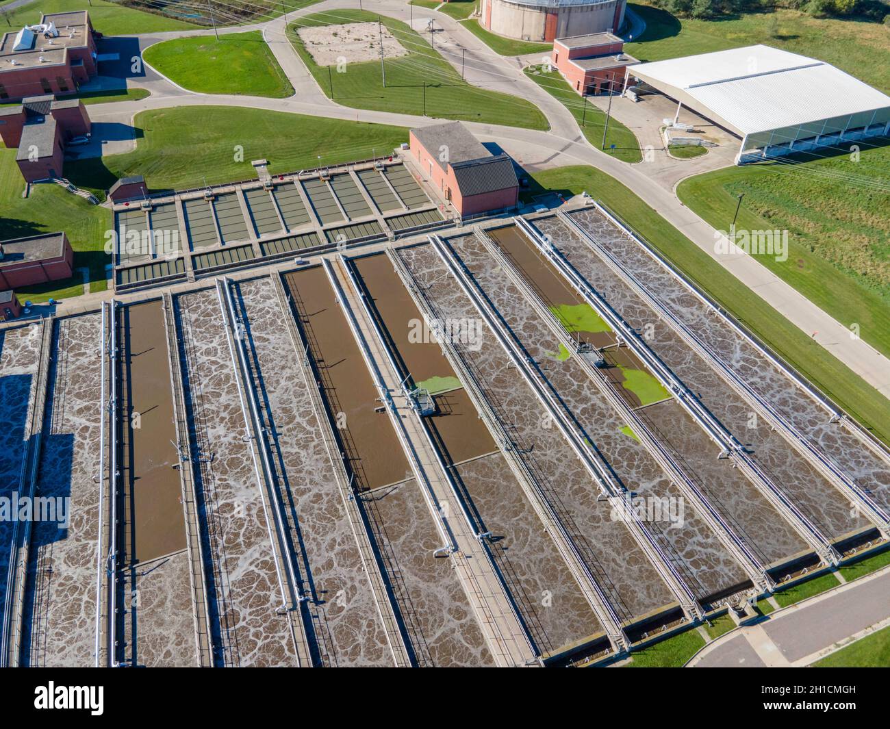 Aerial photograph of the wastewater treatment facility at the Madison ...