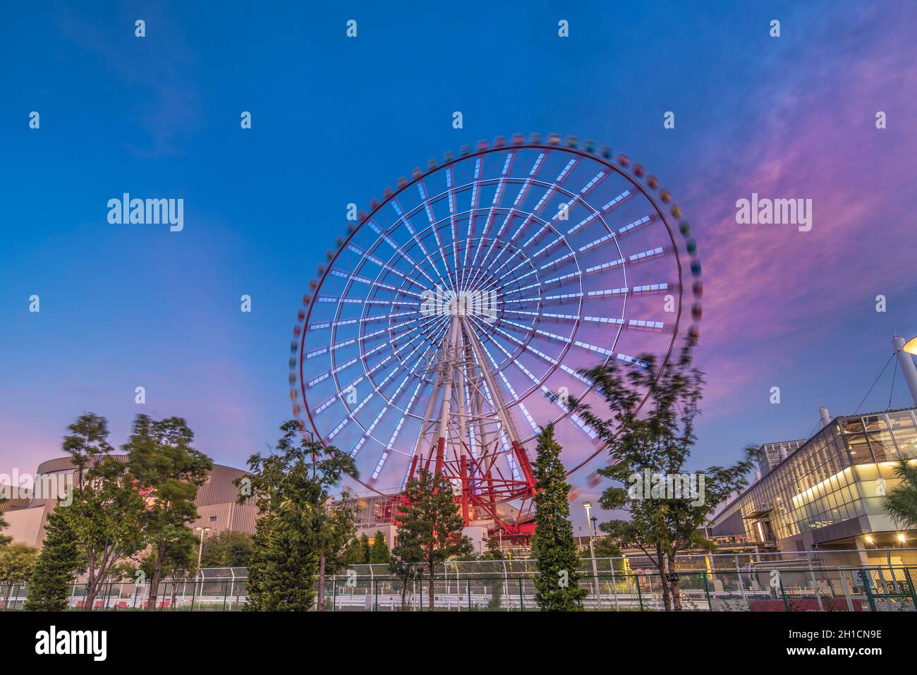 Odaiba colorful tall Palette Town Ferris wheel named Daikanransha ...