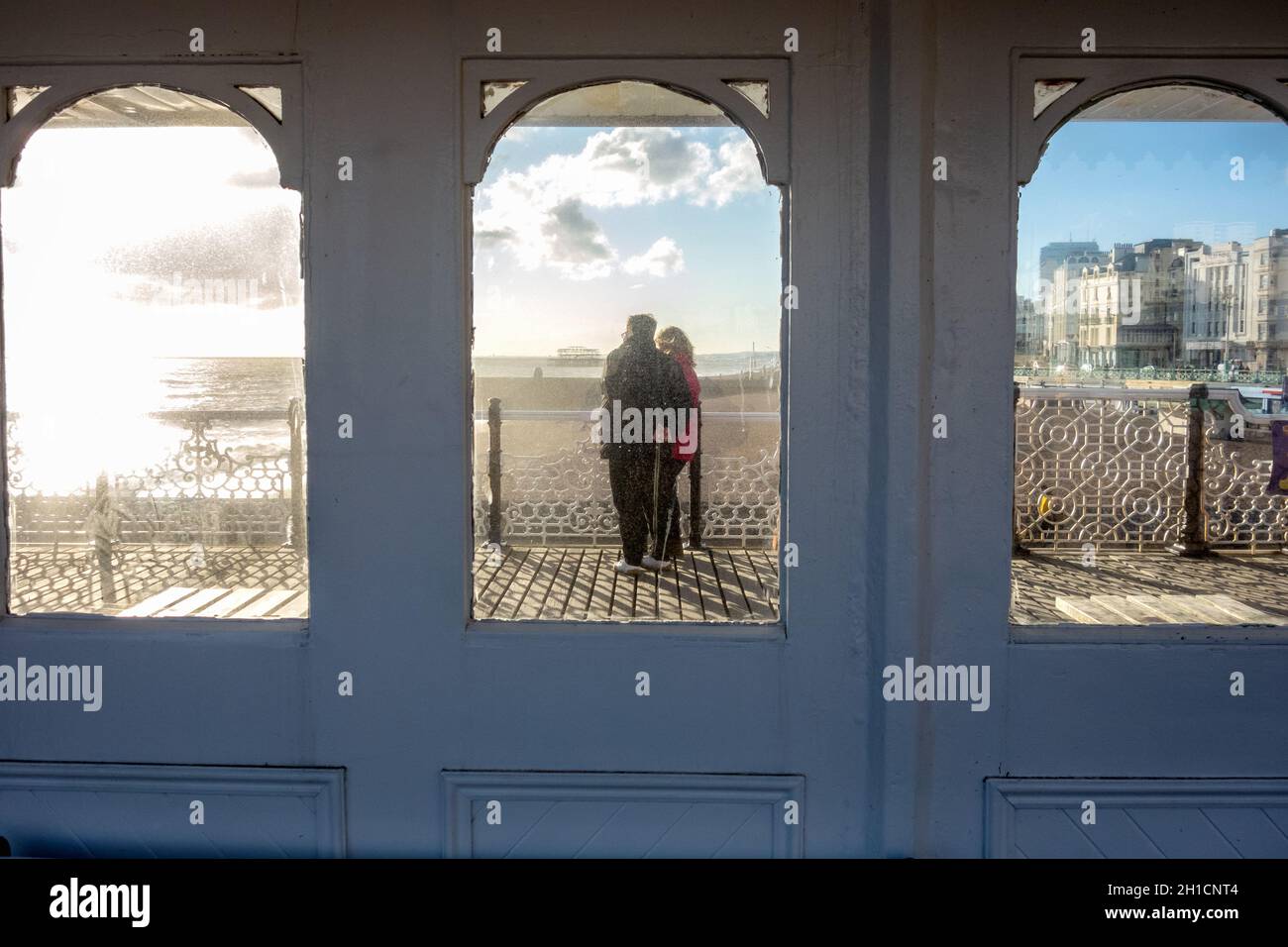 Brighton seafront through windows attraction hi-res stock photography ...