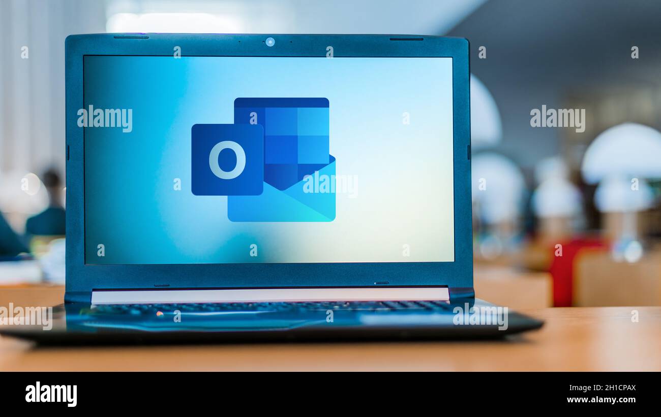POZNAN, POL - FEB 19, 2020: Laptop computer displaying logo of ...