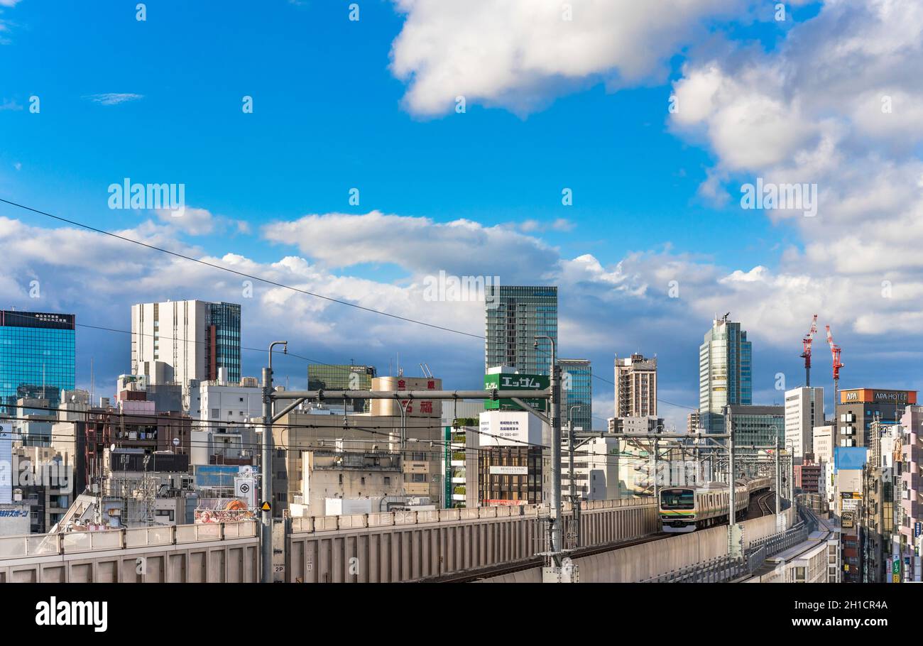 kanda station where the trains of the yamanote line pass between the ...