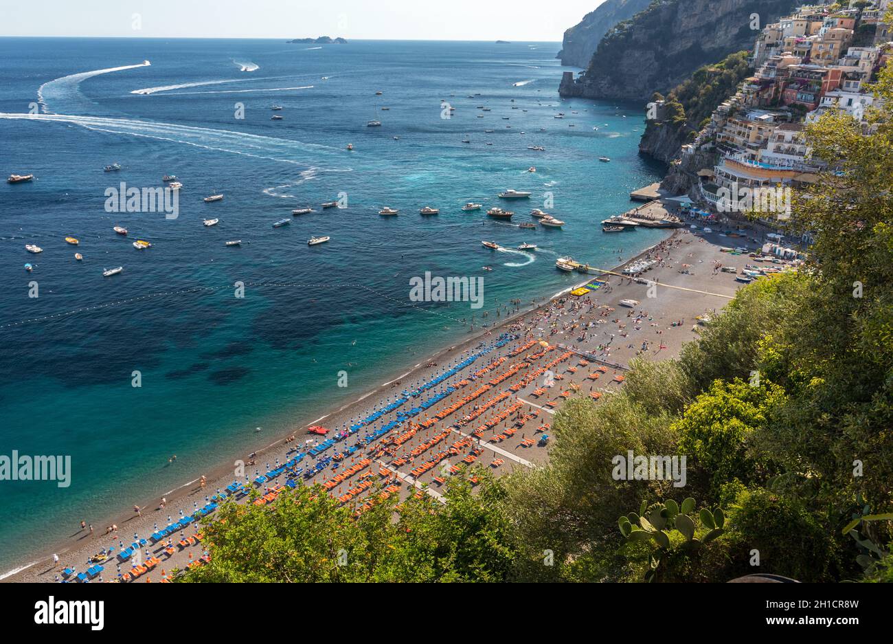 Positano, Italy - June 12, 2017: The main beach in Positano, Spiaggia ...