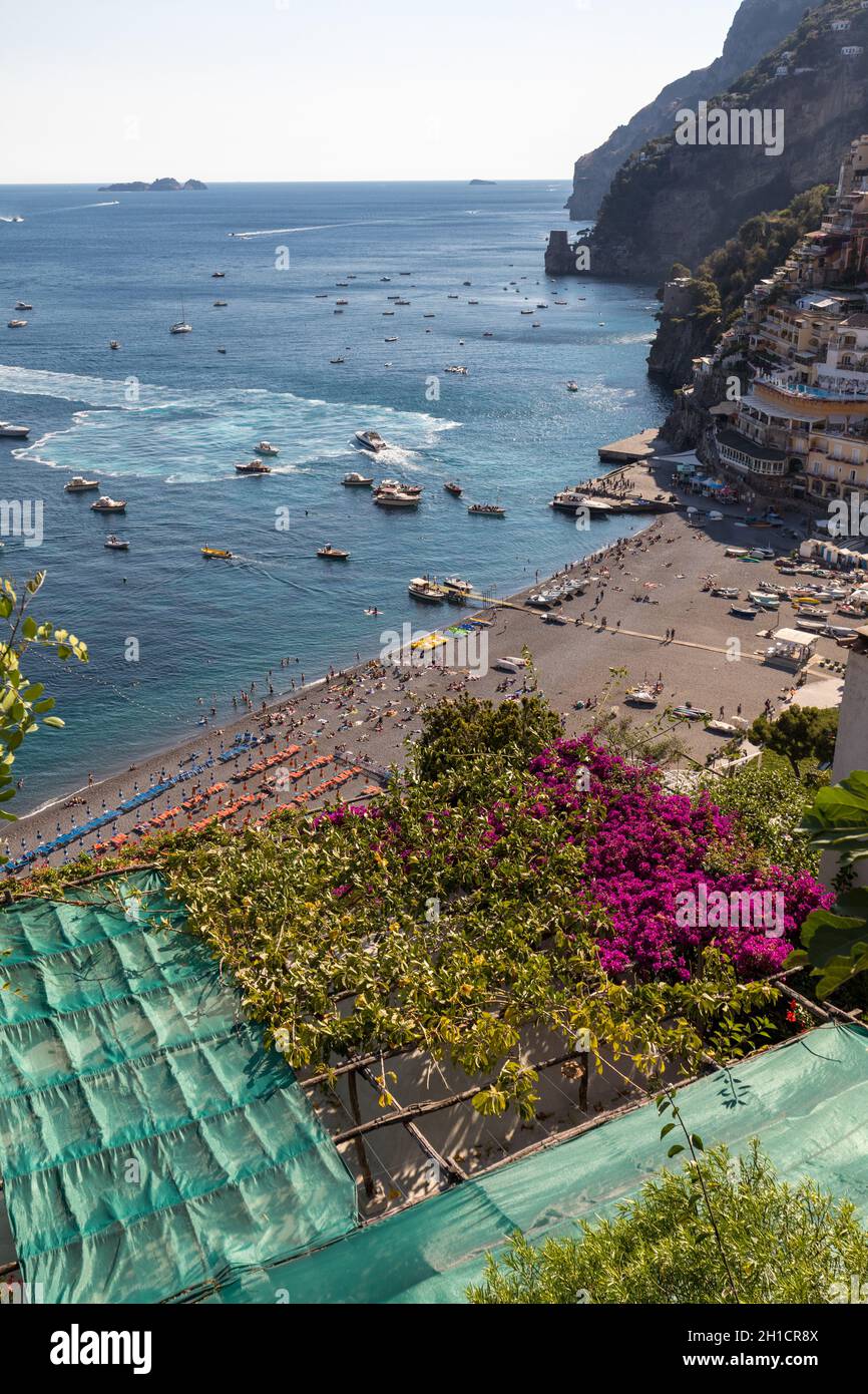 Positano, Italy - June 12, 2017: The main beach in Positano, Spiaggia ...