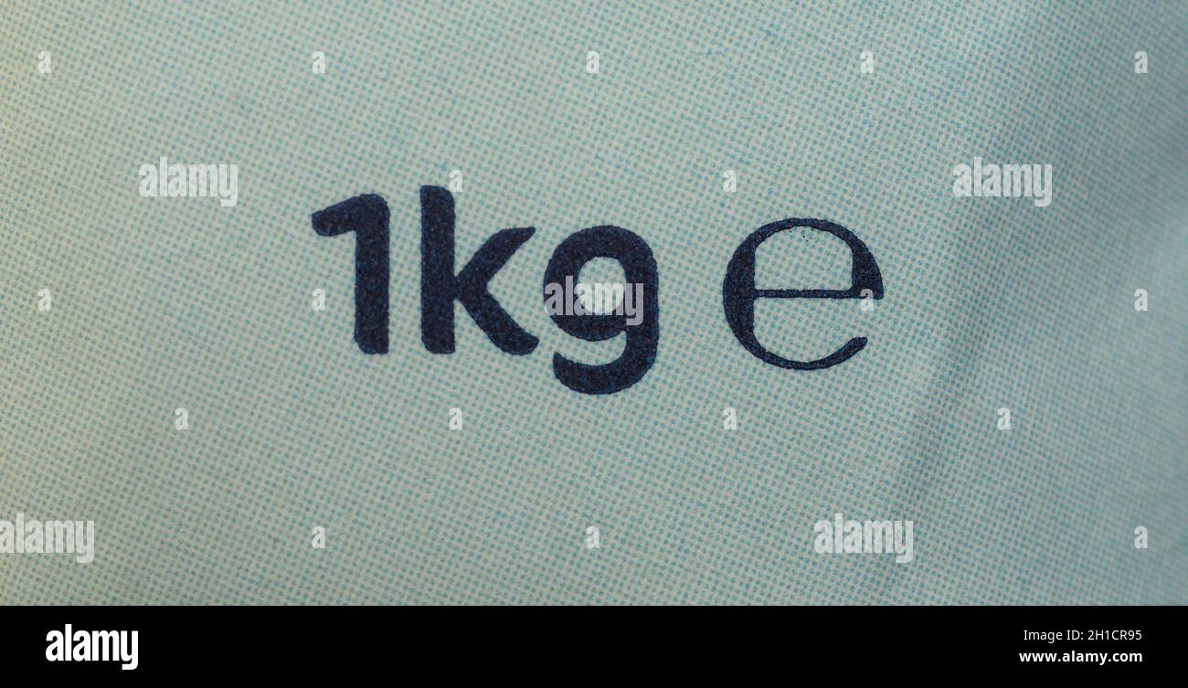 1 kg net weight on a product package Stock Photo - Alamy