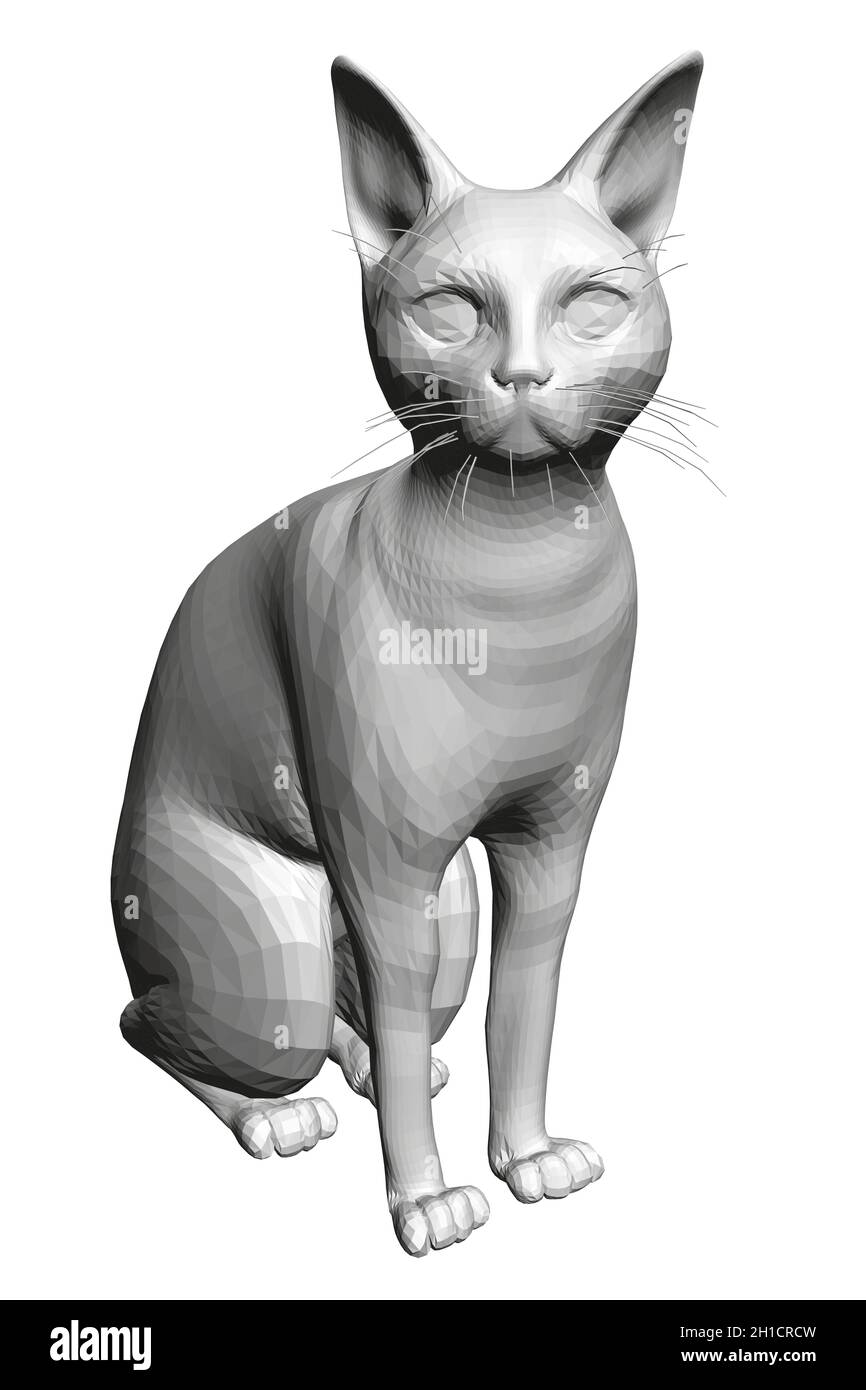 Sitting cat model isolated on white background. 3D. Vector illustration ...