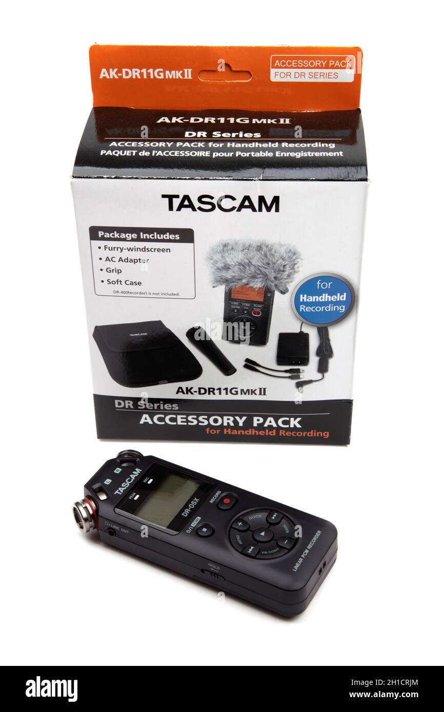 HUETTENBER, GERMANY - FEBRUARY 03, 2020: Box of Tascam DR-05X Digital ...