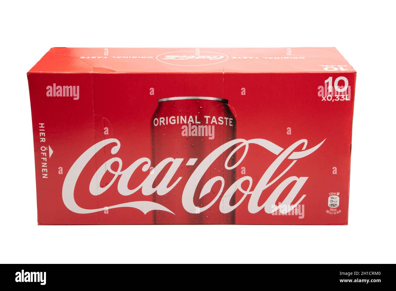 HUETTENBERG, GERMANY - FEBRUARY 03, 2020: Box with 10 COCA-COLA Cans ...