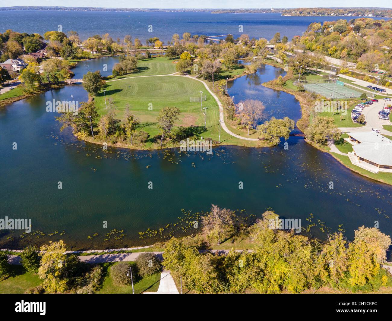 Aerial photograph of Tenney Park, Madison, Wisconsin, USA Stock Photo ...