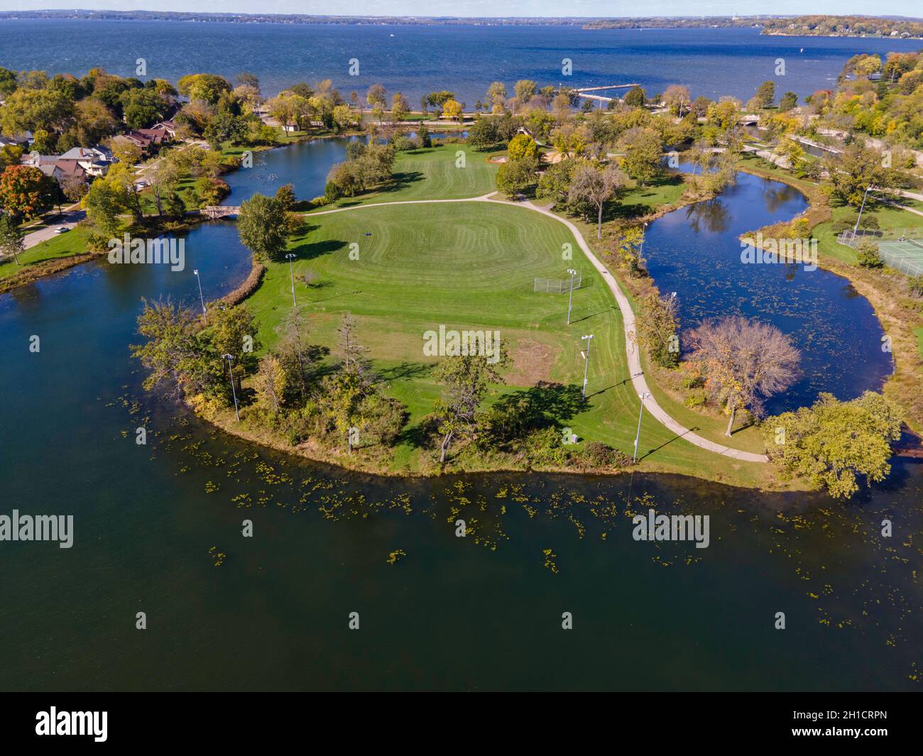 Aerial photograph of Tenney Park, Madison, Wisconsin, USA Stock Photo ...