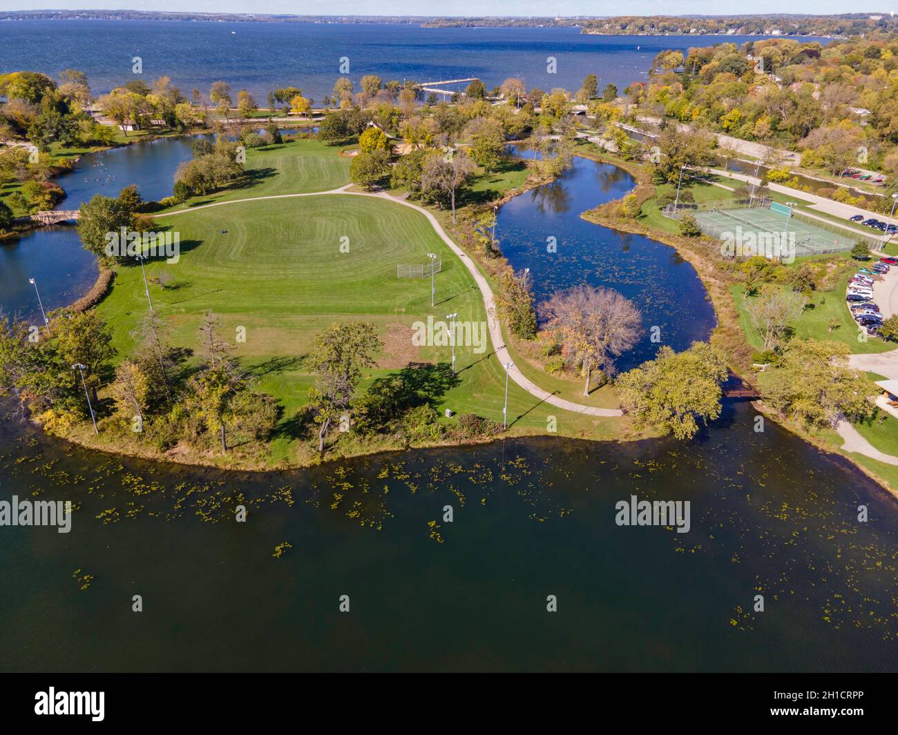 Aerial photograph of Tenney Park, Madison, Wisconsin, USA Stock Photo ...