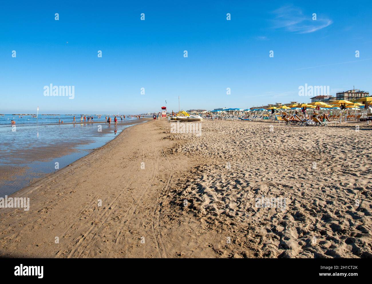 Cesenatico, Emilia Romagna, Italy - Sept 13 2019: People are resting on ...
