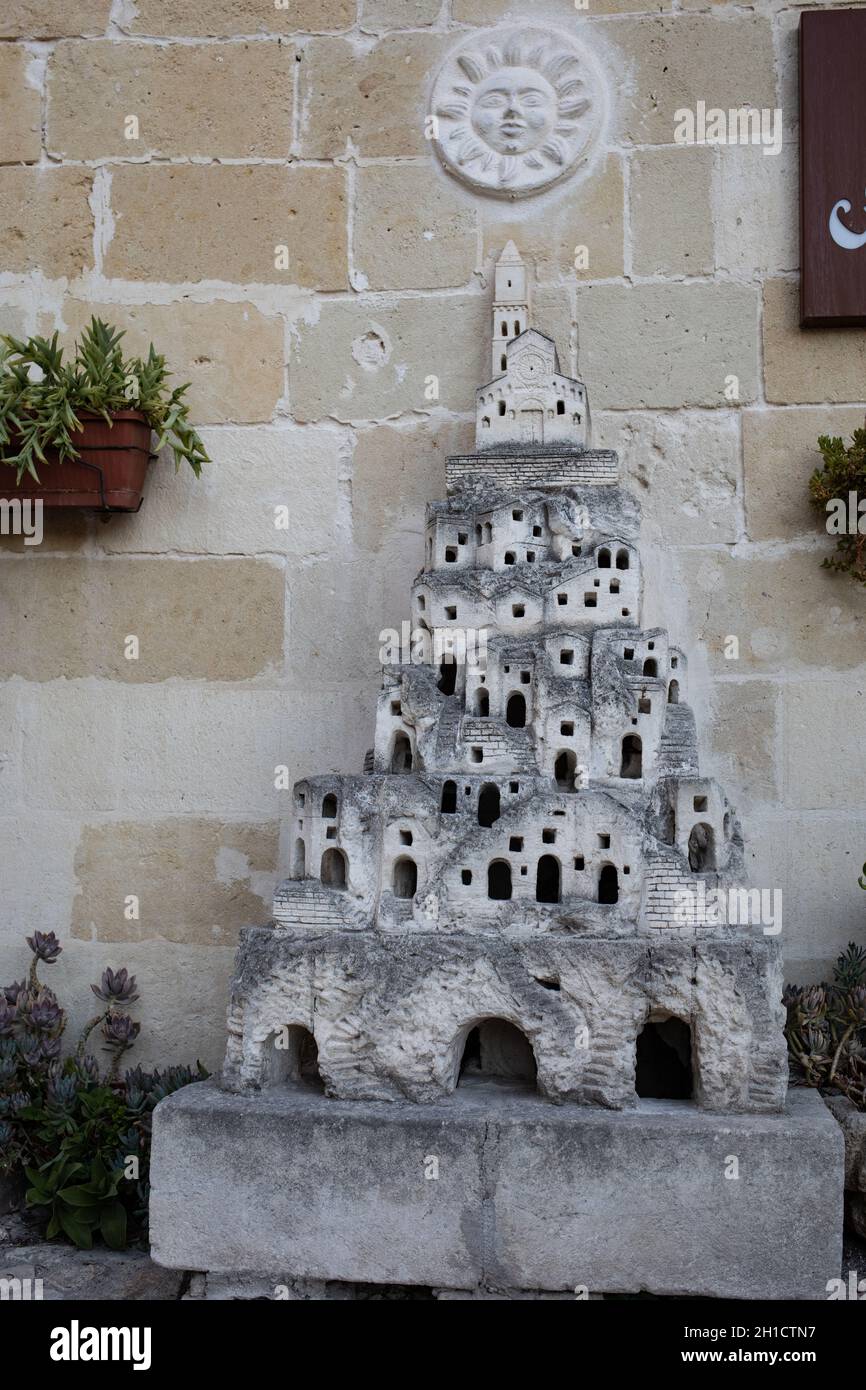 Matera, Italy - September 14, 2019: Closeup model of the Sassi di ...