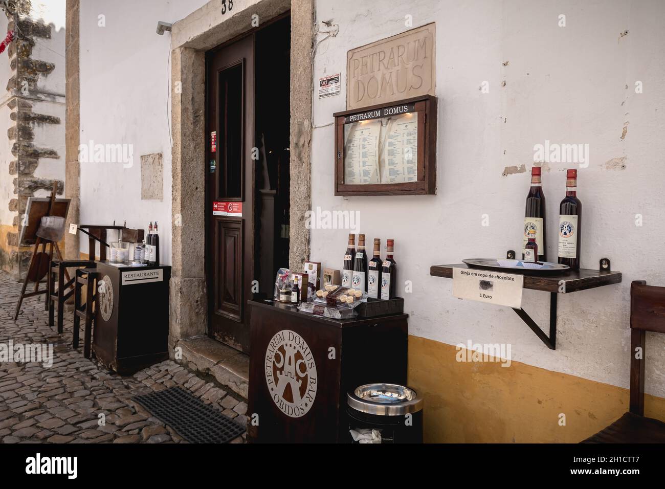 Obidos, Portugal - April 12, 2019: Display of a shop specializing in ...