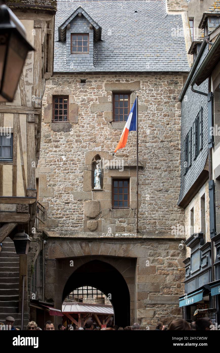 Le Mont-Saint-Michel, France - September 13, 2018: Ancient buildings of ...