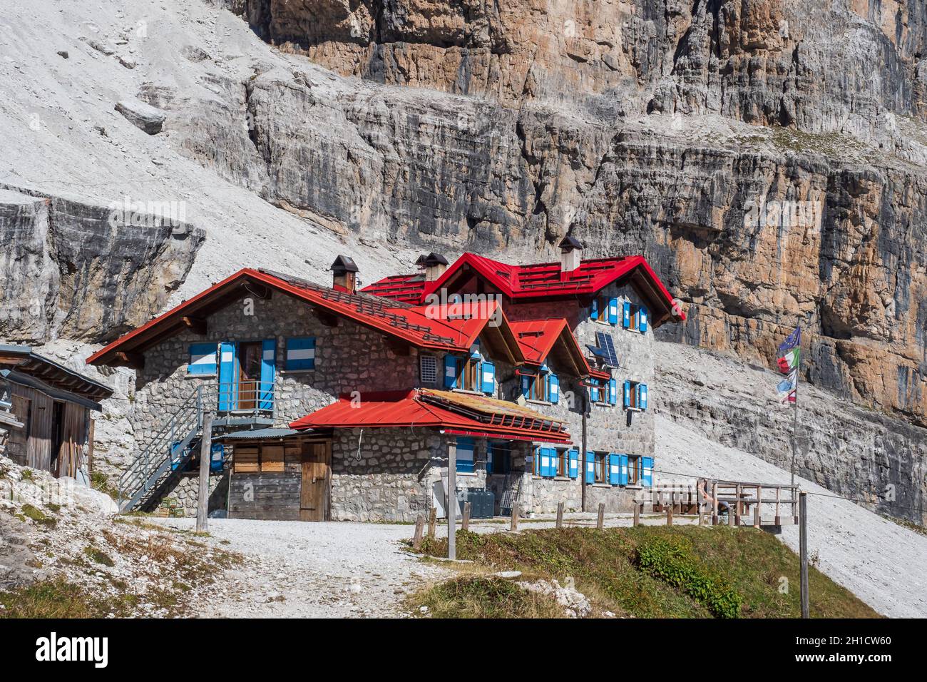 Alpine hut Silvio Agostini in Dolomites Alps, Italy Stock Photo - Alamy