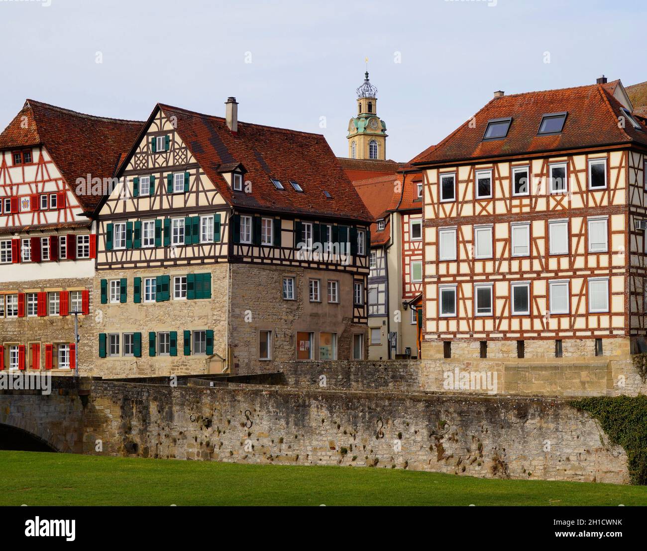 cityscape of beautiful old historic town of Schwabisch Hall in Germany ...